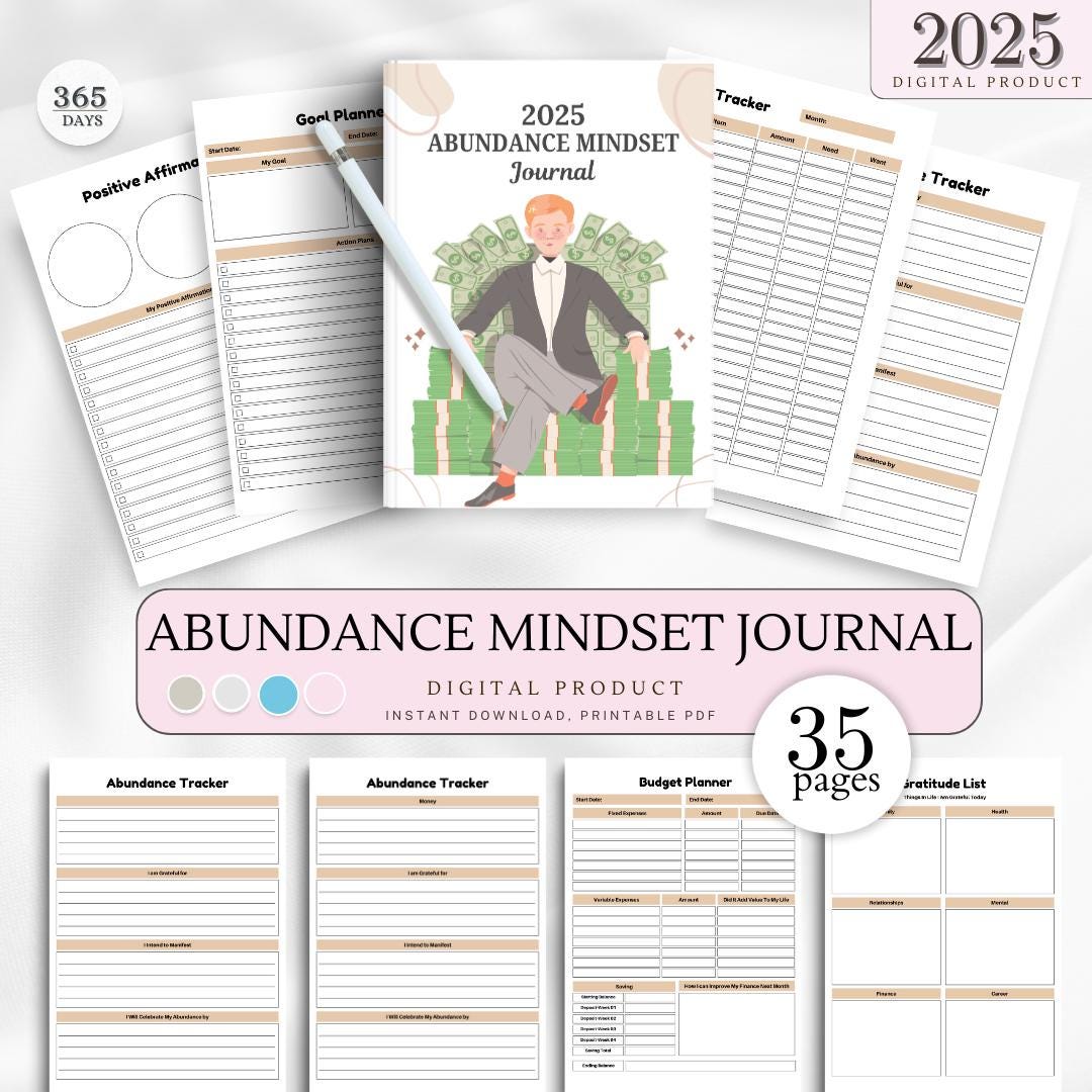 2025 Abundance Mindset Journal, Law of Attraction, Manifestation ...