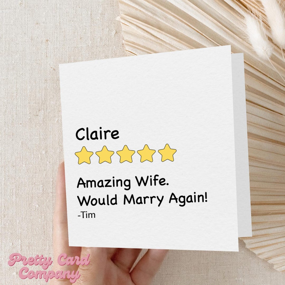 Wife Birthday Card, Funny Valentine's Card for Wife, 5 Stars Wife Card ...