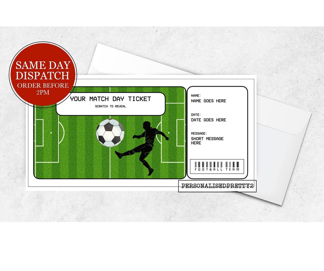 Scratch Reveal Football Ticket, Personalised Match Day Ticket, Football ...