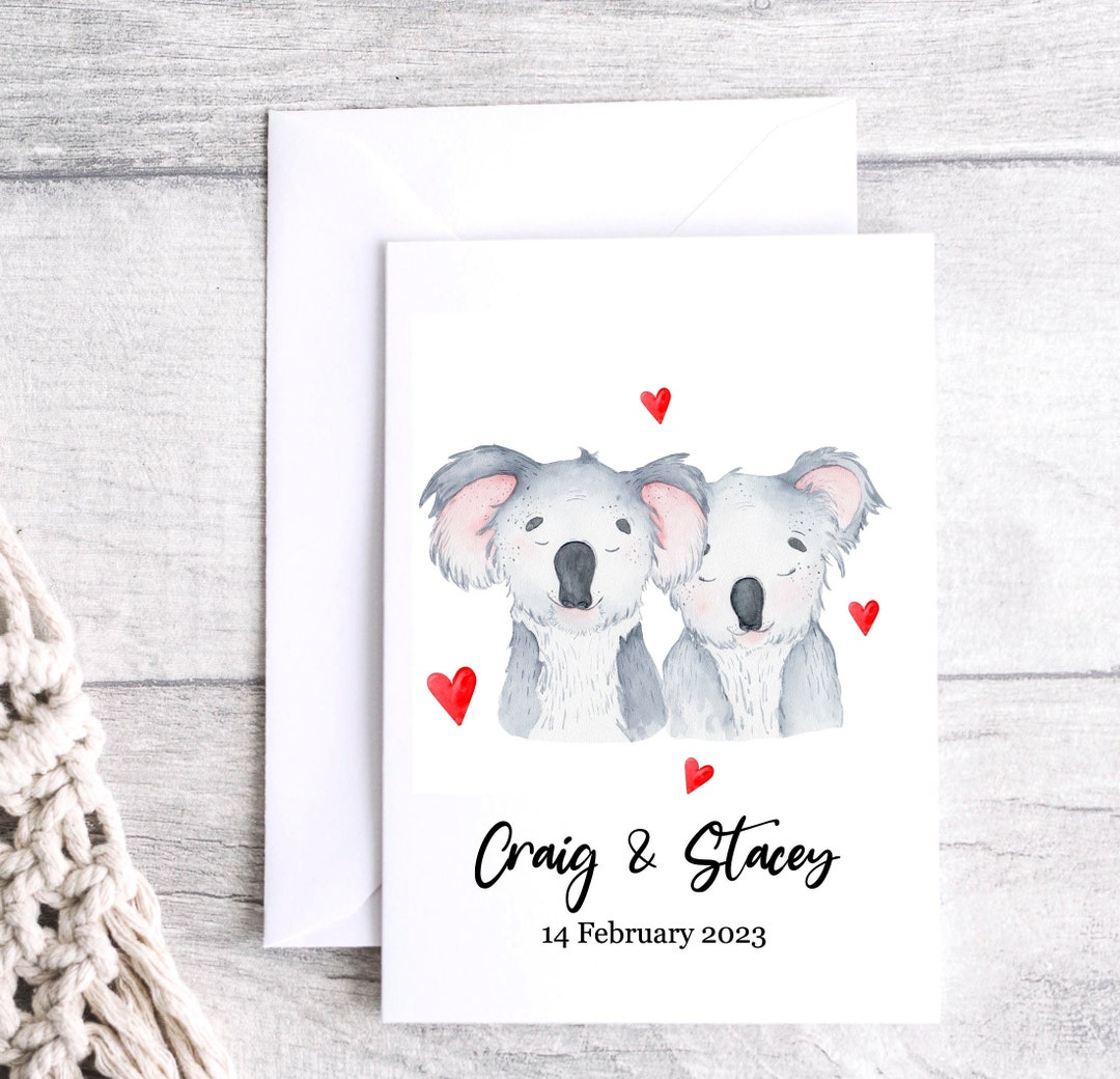 Personalised Koala Card, Couples Card, Custom Koala Card, Special Occasion, Mr & Mrs, Engagement ...