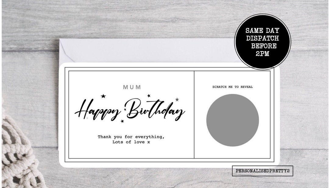 Birthday Scratch Reveal Card, Personalised Surprise Scratch Voucher ...