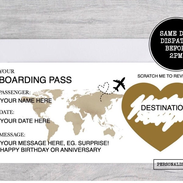Surprise Boarding Pass, Fake Boarding Pass for Surprise Destination ...