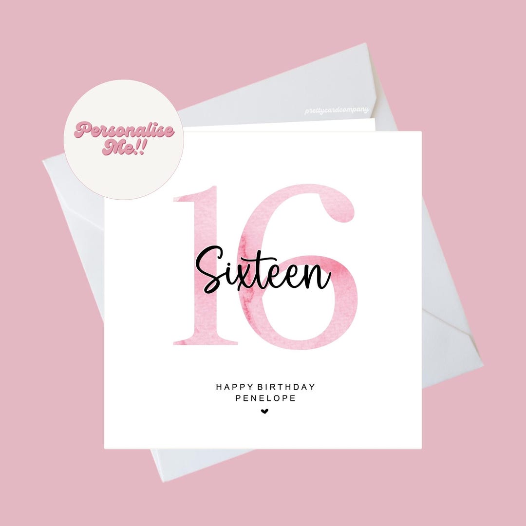 Personalised 16th Birthday Card, Card for Her, Sixteen, 16th Card for ...