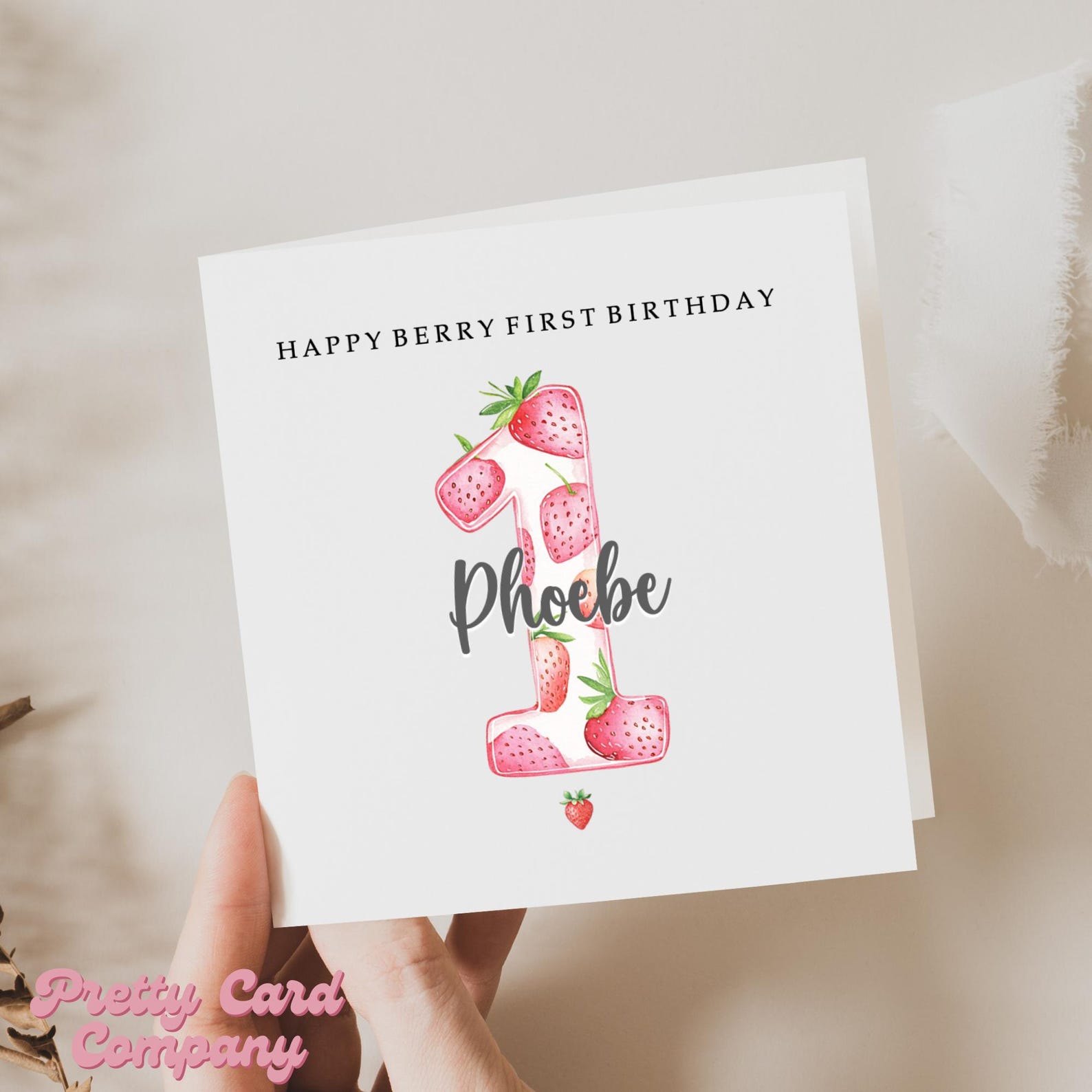 1st Birthday Card, Berry First Birthday, Card for Daughter, Niece ...