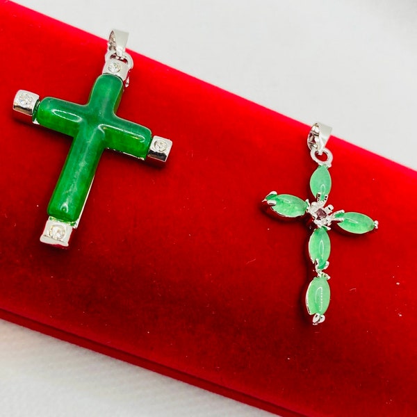 Real Jade Cross Pendant - Etsy