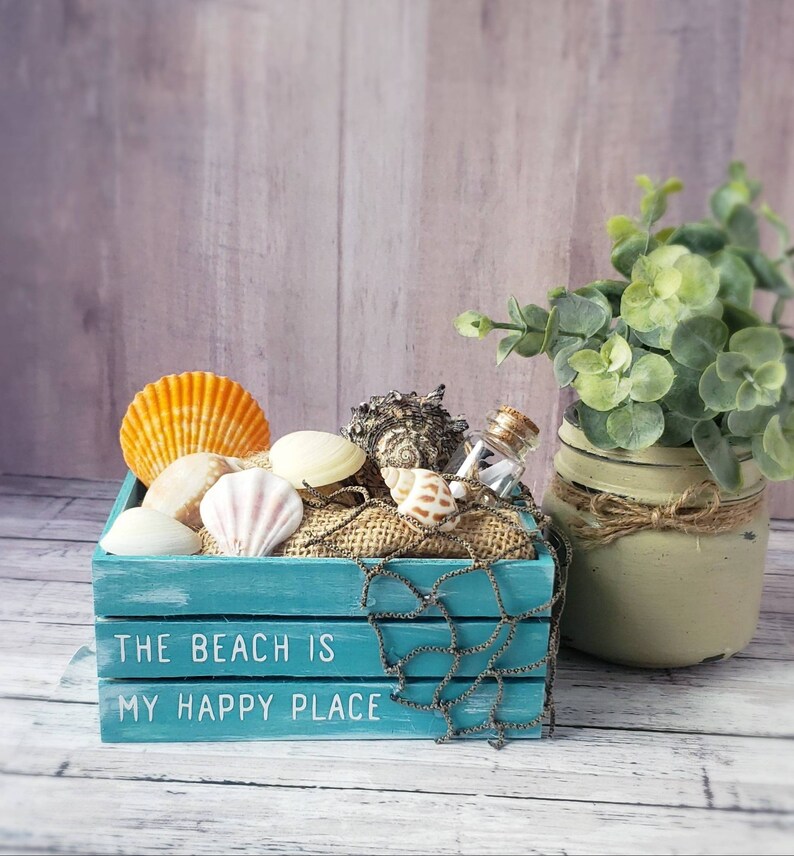 Mini Wooden Beach Crate Beach Decor Personalize Seashell - Etsy