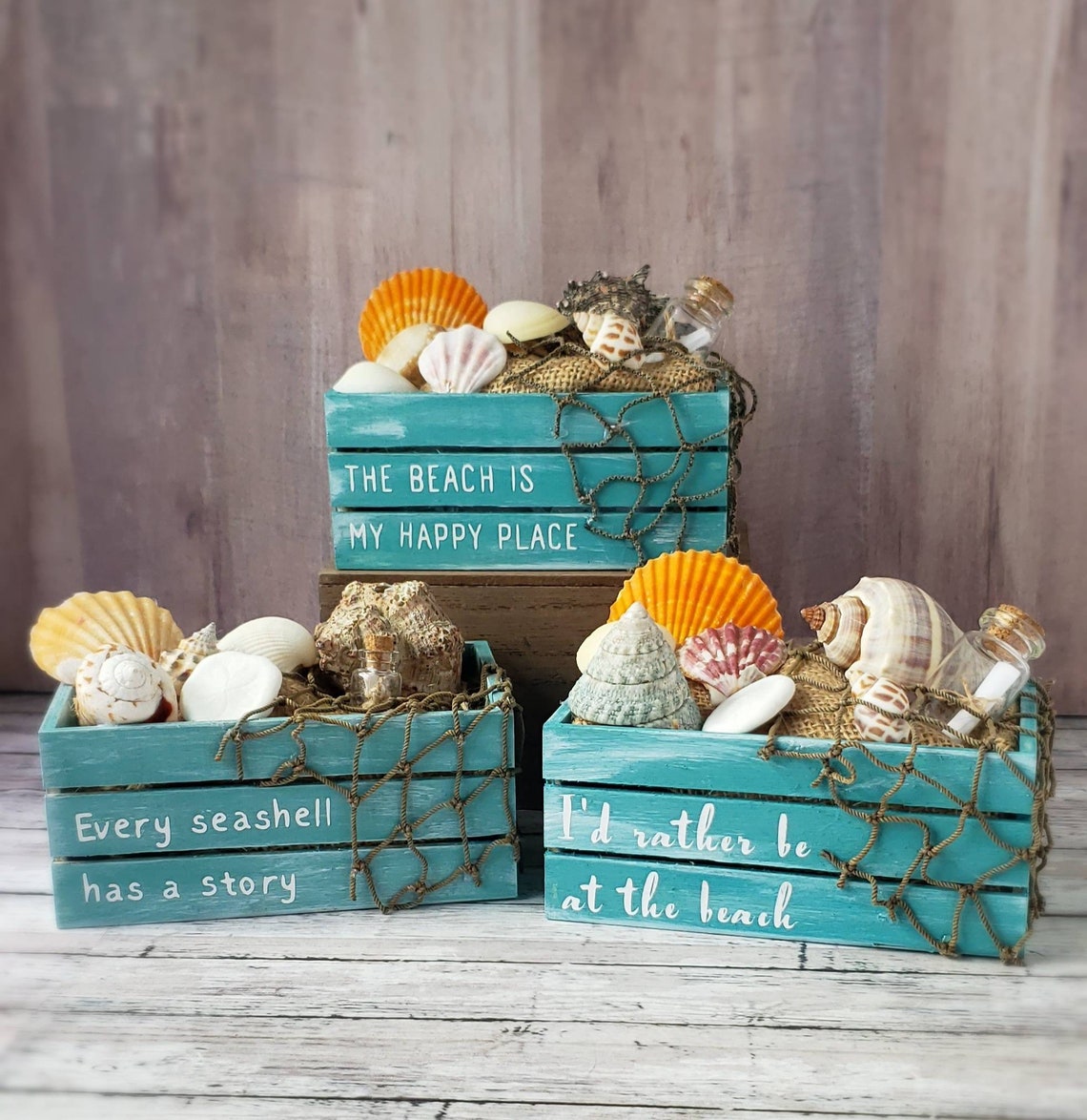 Mini Wooden Beach Crate Beach Decor Personalize Seashell - Etsy