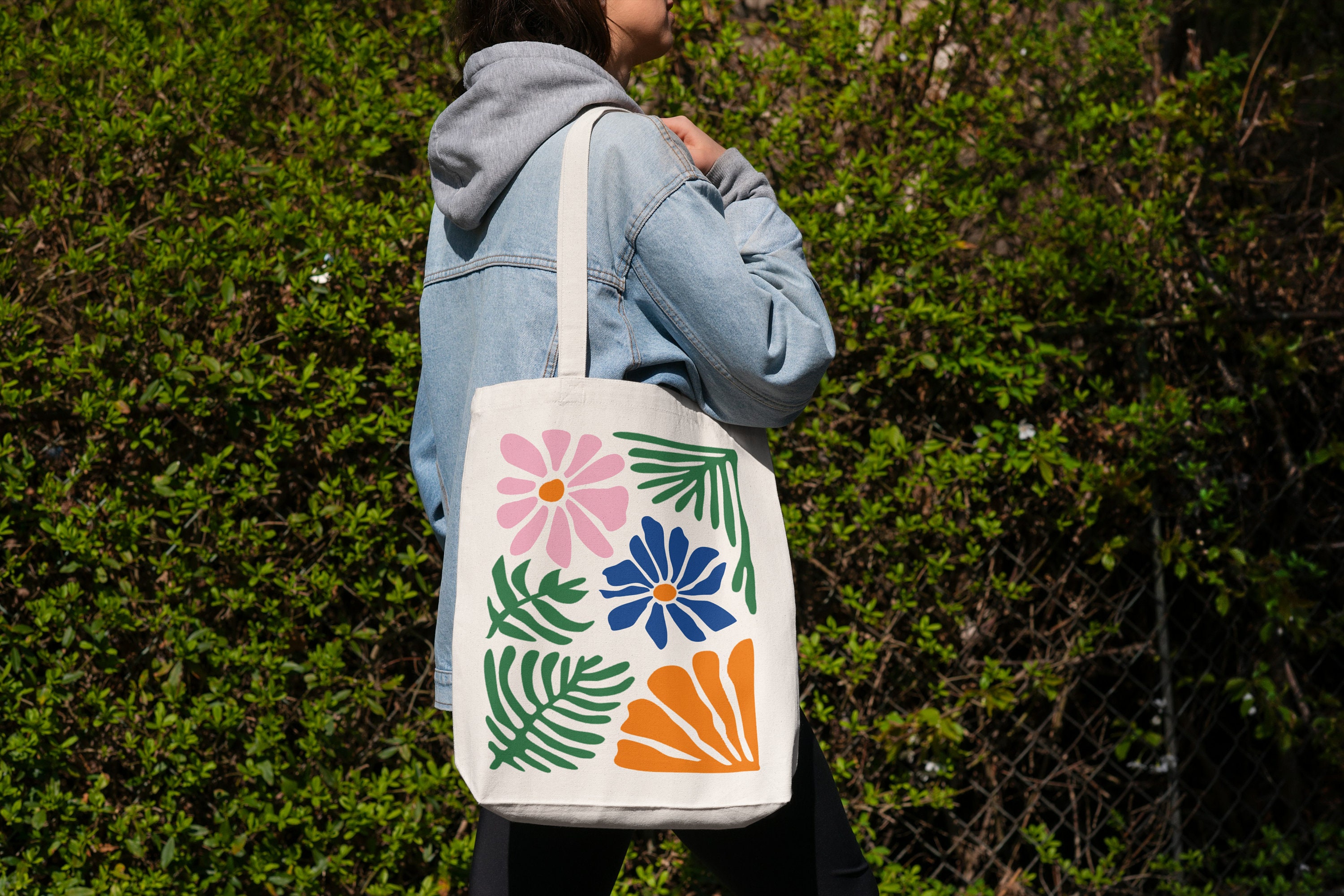 Retro Flower Tote Bag Block Print Shoulder Bag Floral Handbag - Etsy