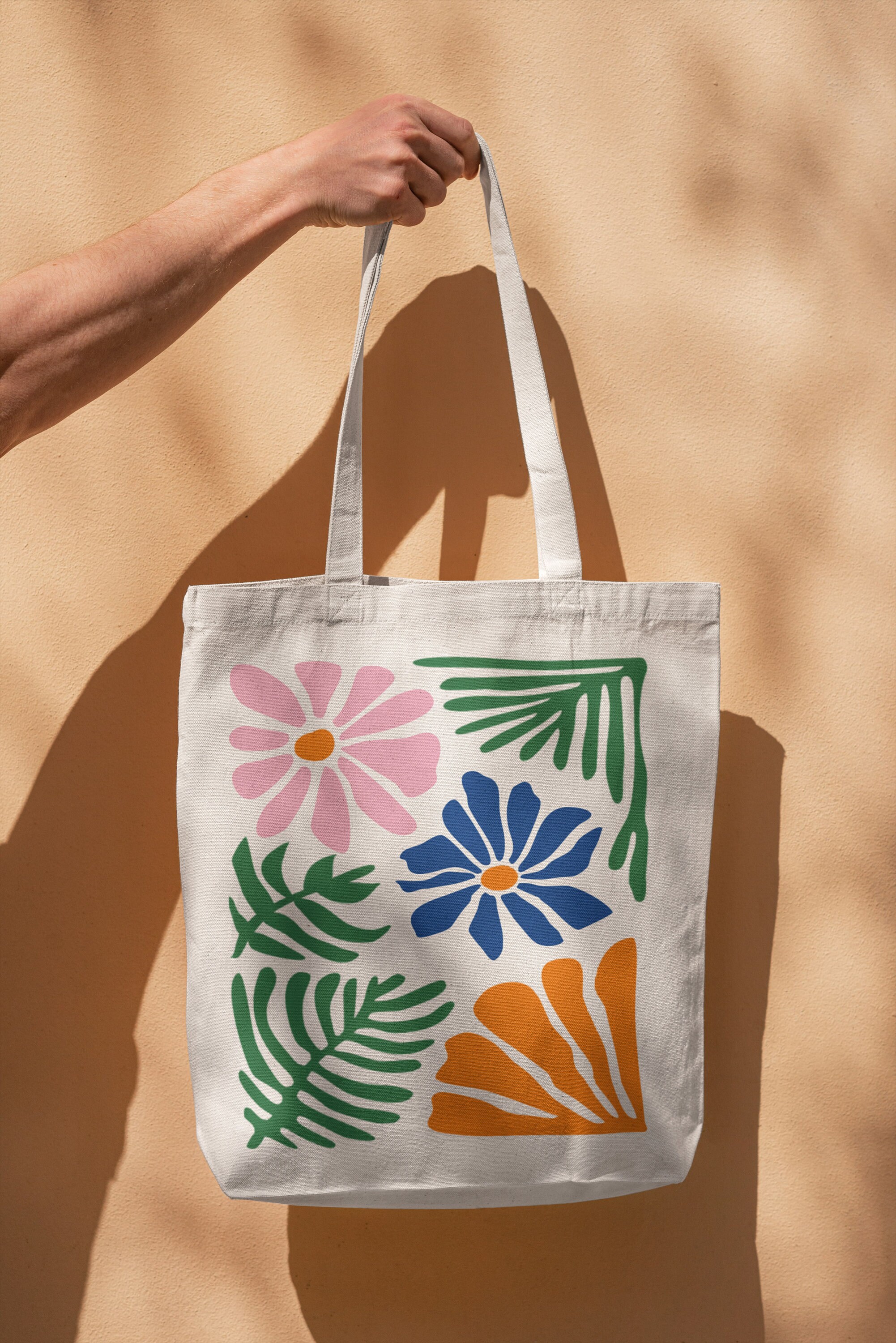 Retro Flower Tote Bag Block Print Shoulder Bag Floral Handbag - Etsy