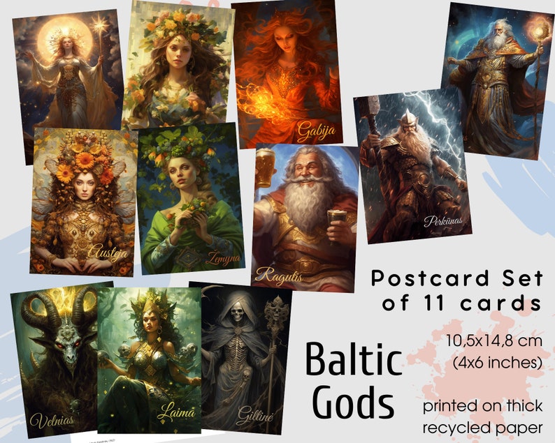 Baltic Gods Postcards - Set of 11 - Etsy