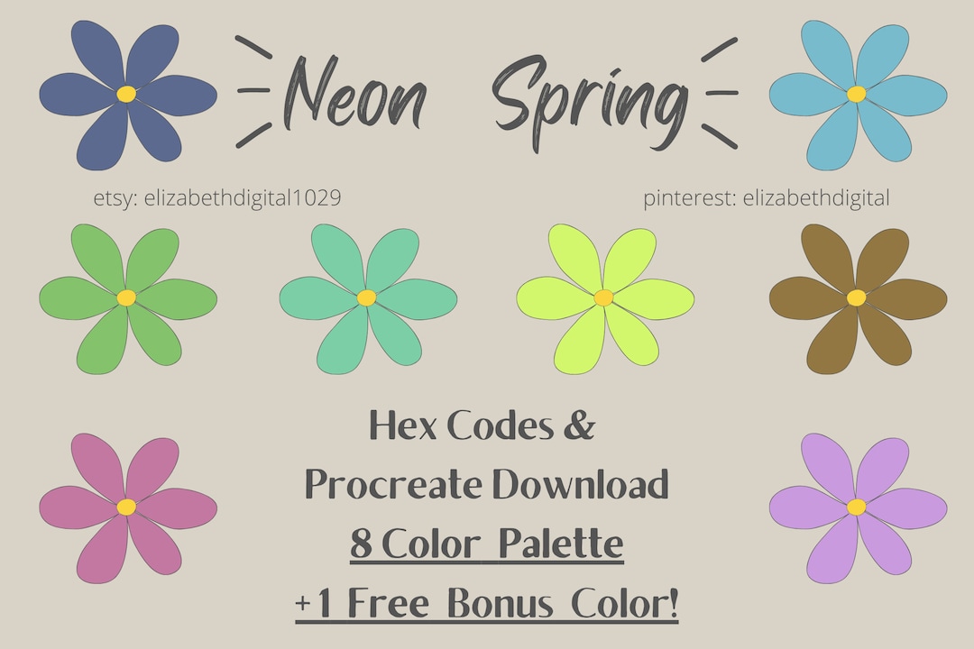 Neon Spring Color Palette Download Procreate Hex Code - Etsy