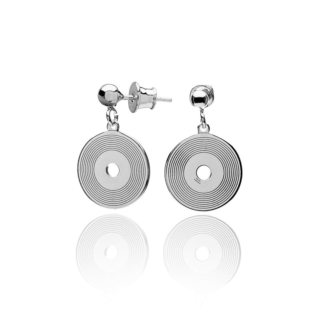 Sterling Silver Vinyl Record Earrings, Retro Music Lover Gift - Etsy