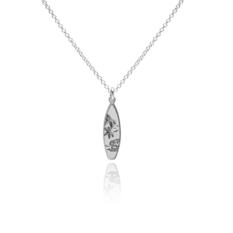 925 Sterling Silver Surfboard Necklace, Birthday Gift, Surf Jewelry ...