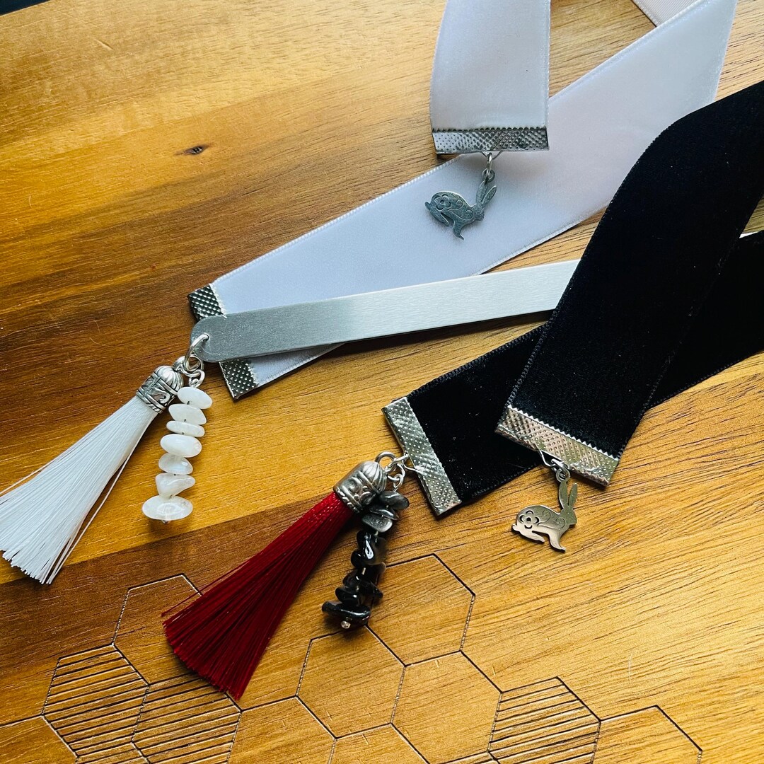MDZS Stamped Metal Bookmark With Ribbon and Charms - Etsy
