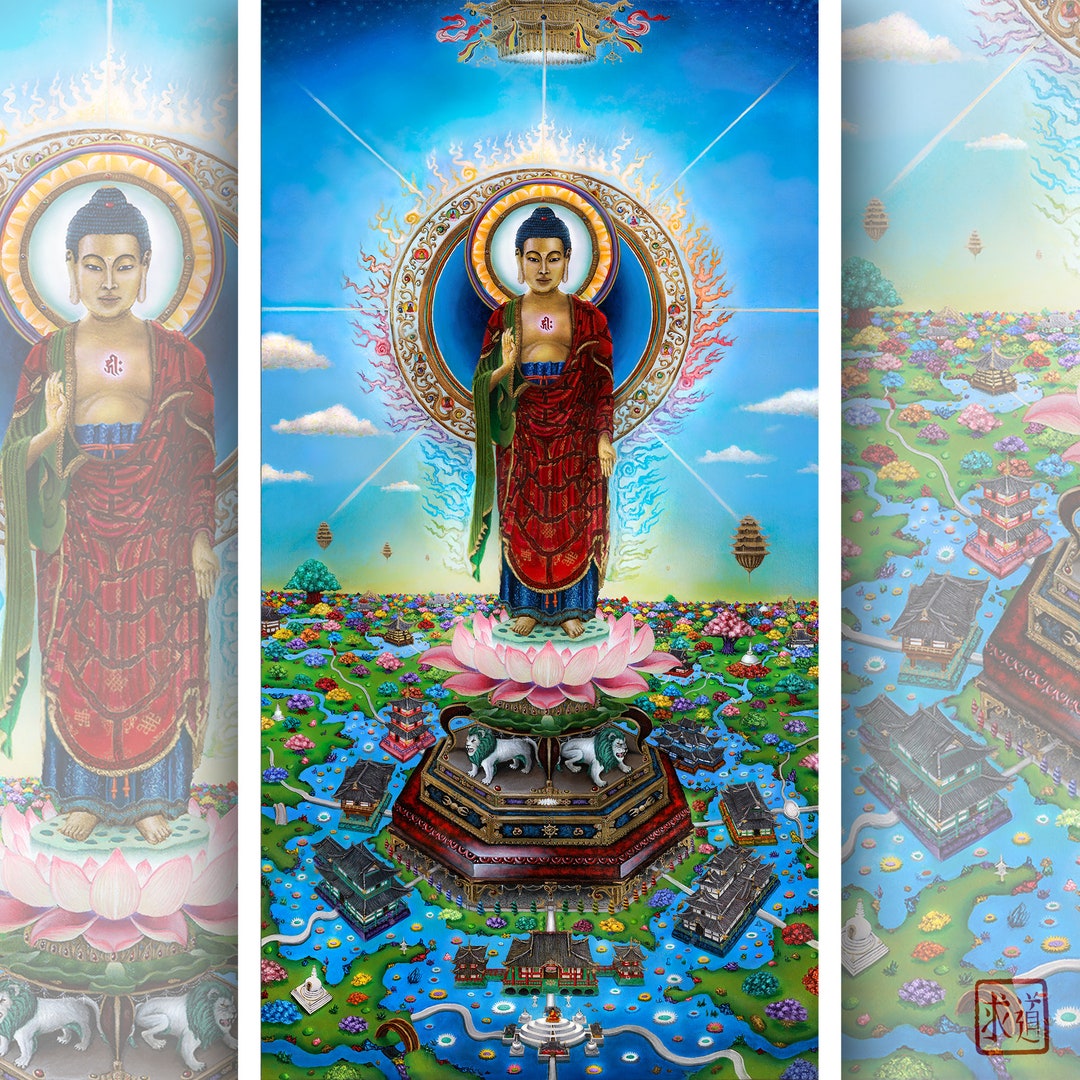 Amitabha Buddha Fine Art Print Amida Butsu Amituofo Nangwa Taye Wall ...