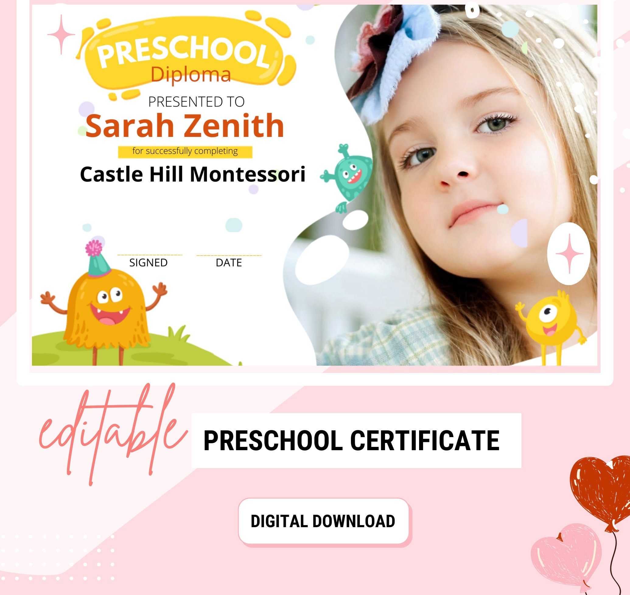 Editable Preschool Graduation Certificate Graduation Gift - Etsy