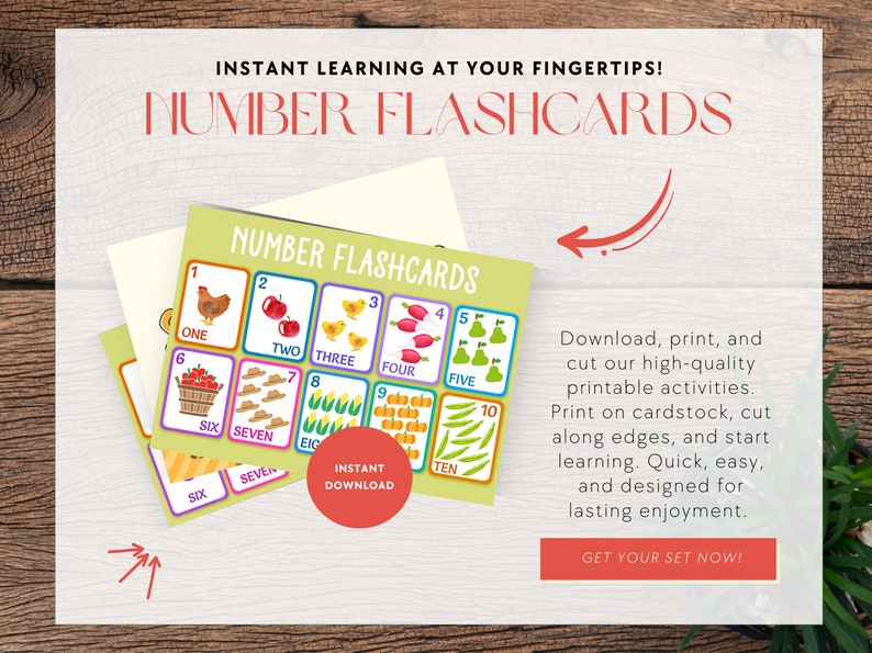 Numbers Flashcards for Preschool Worksheets, Toddler Busy Book & Pre-k ...