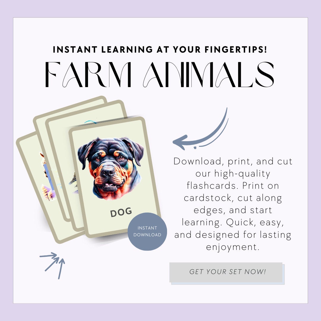 Farm Animal Flashcards for Kids Preschool Worksheets Preschool ...