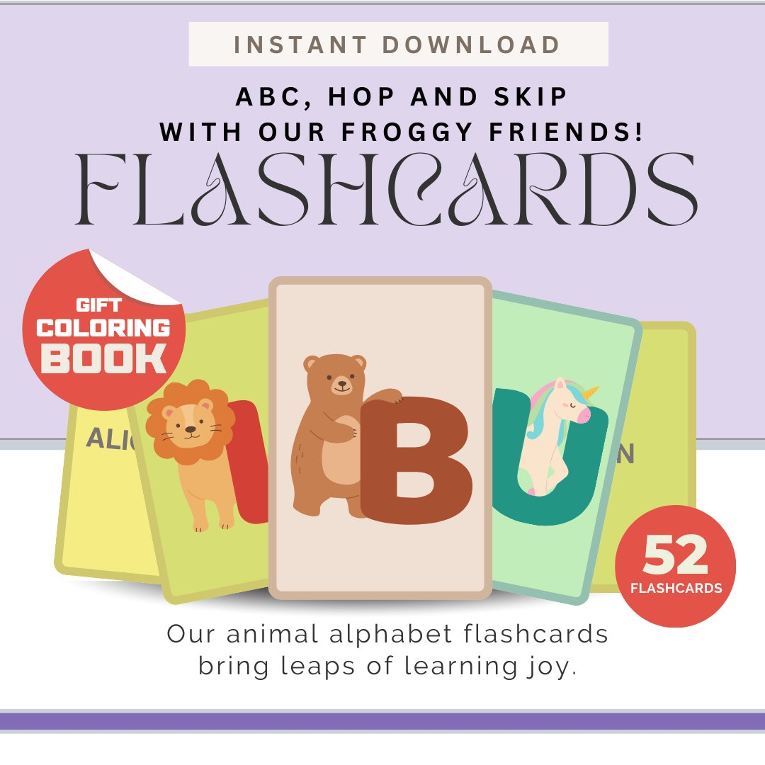 Animal Alphabet Flashcards for Kids Printable ABC Learning Cards ...