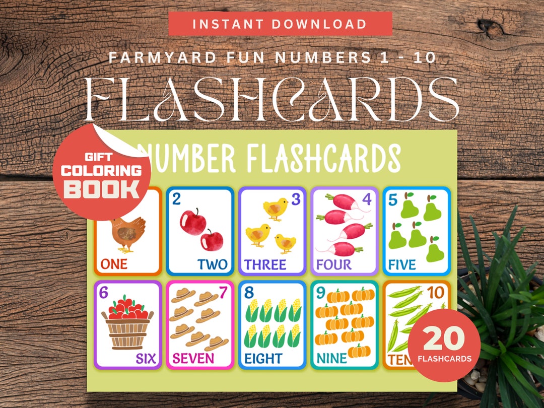 Numbers Flashcards for Preschool Worksheets, Toddler Busy Book & Pre-k ...