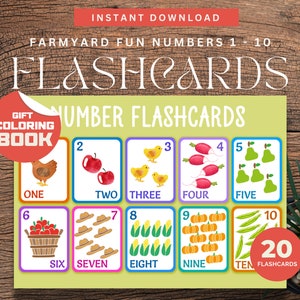 Numbers Flashcards for Preschool Worksheets, Toddler Busy Book & Pre-k ...