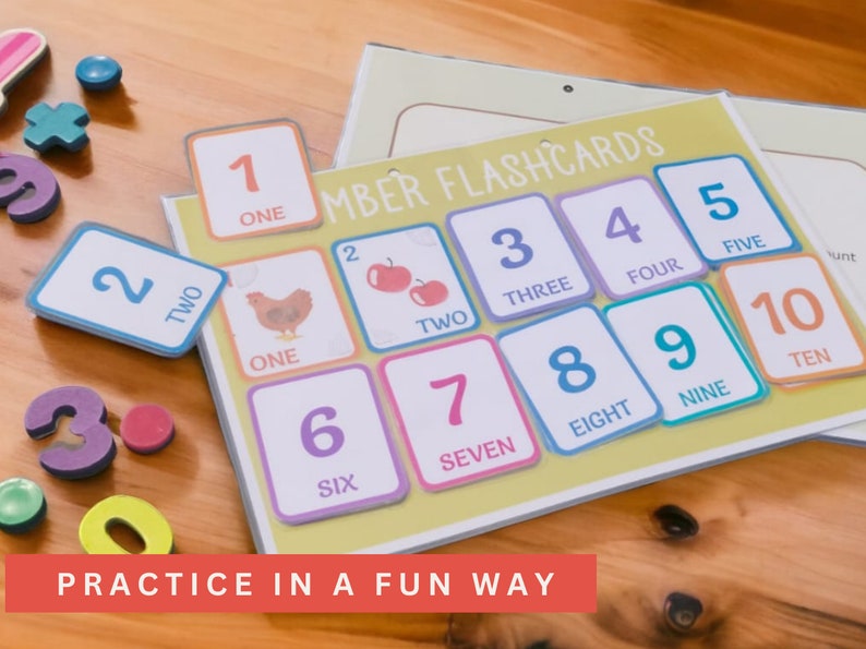 Numbers Flashcards for Preschool Worksheets, Toddler Busy Book & Pre-k ...