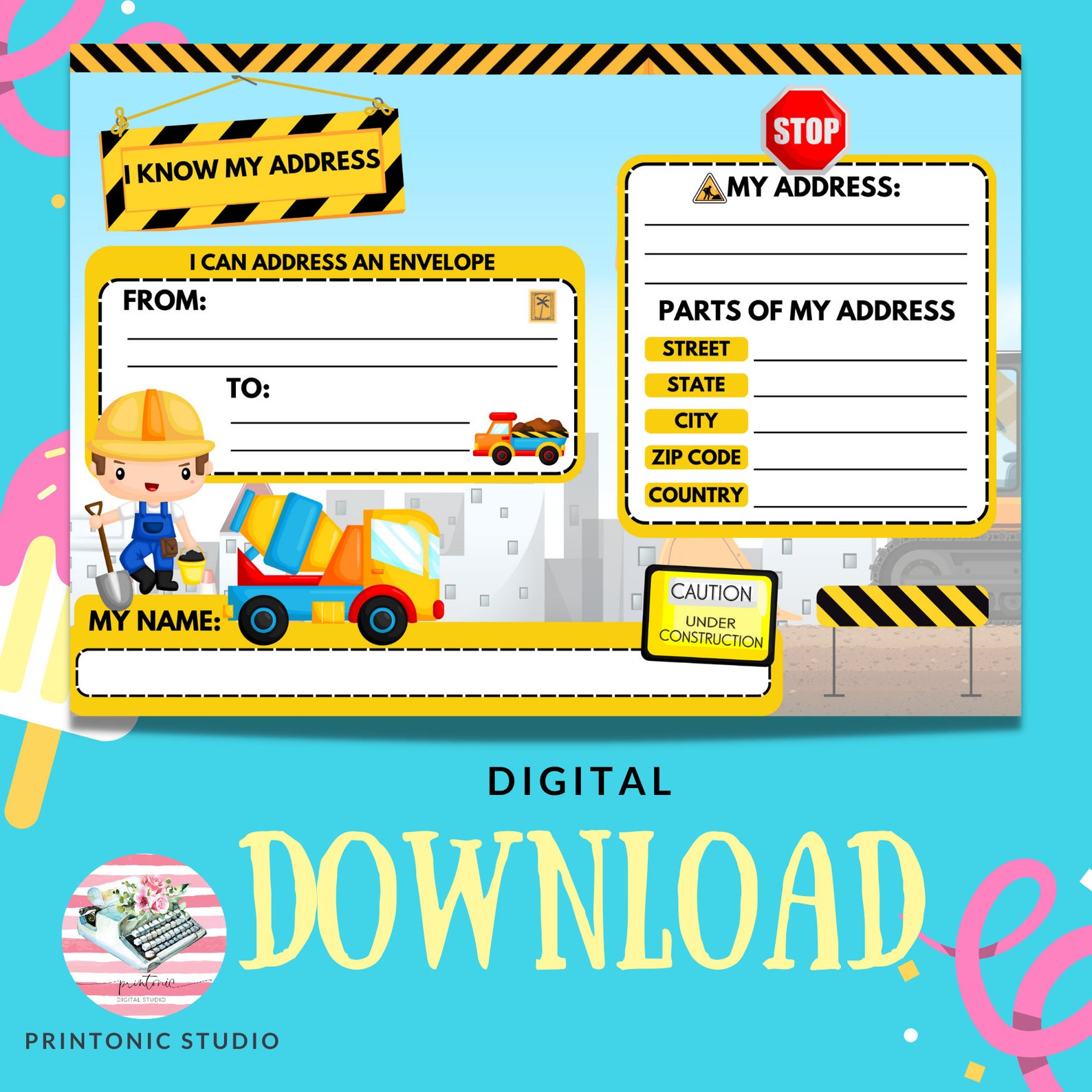 Life Skills for Kids Printable , Learn to Tell Address, Address ...