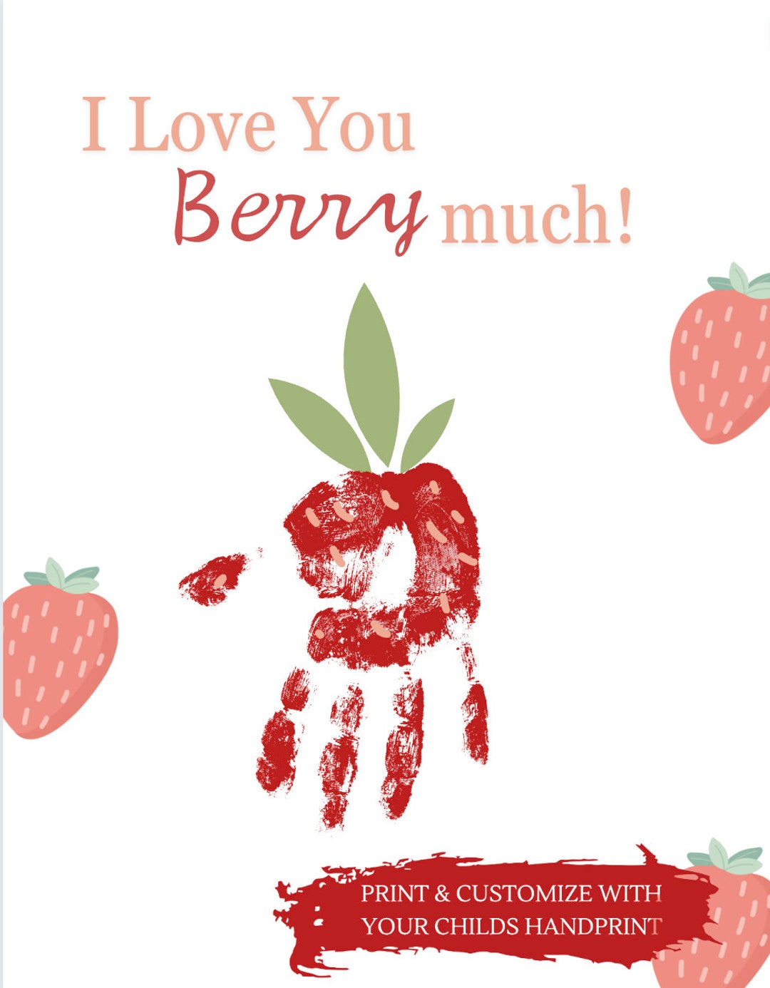 Handprint Valentine's Day Craft Card love You Berry Much - Etsy