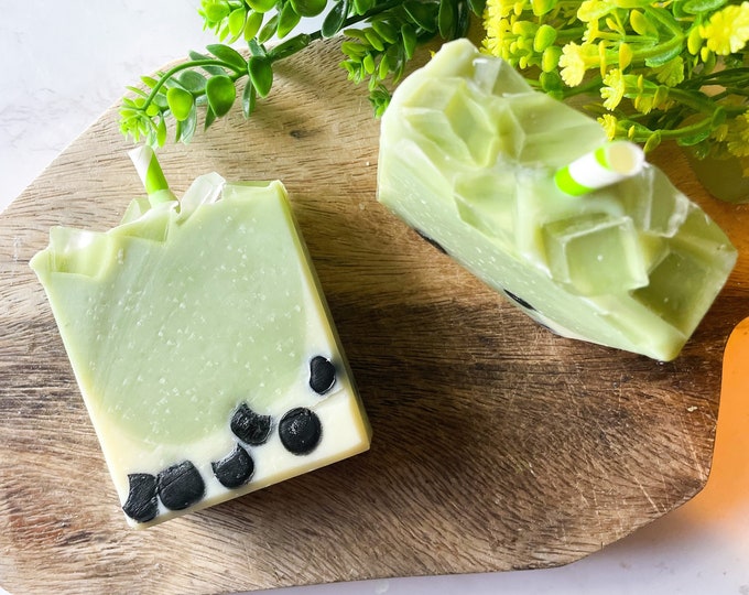 Matcha Boba Tea Hand Crafted Artisan Bar Soap, Vegan Hemp Soap, Self ...