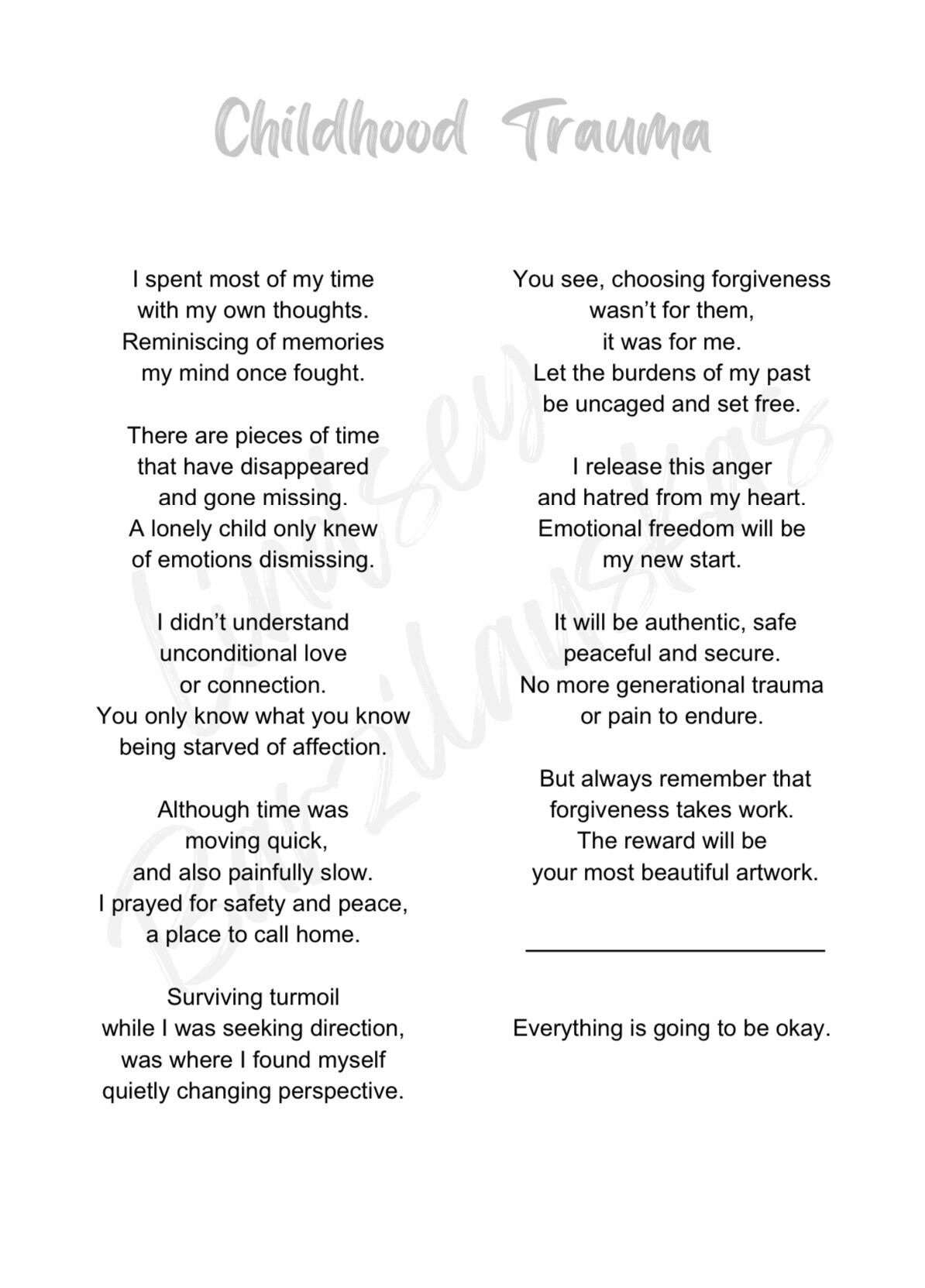 Childhood Trauma Poem - Etsy