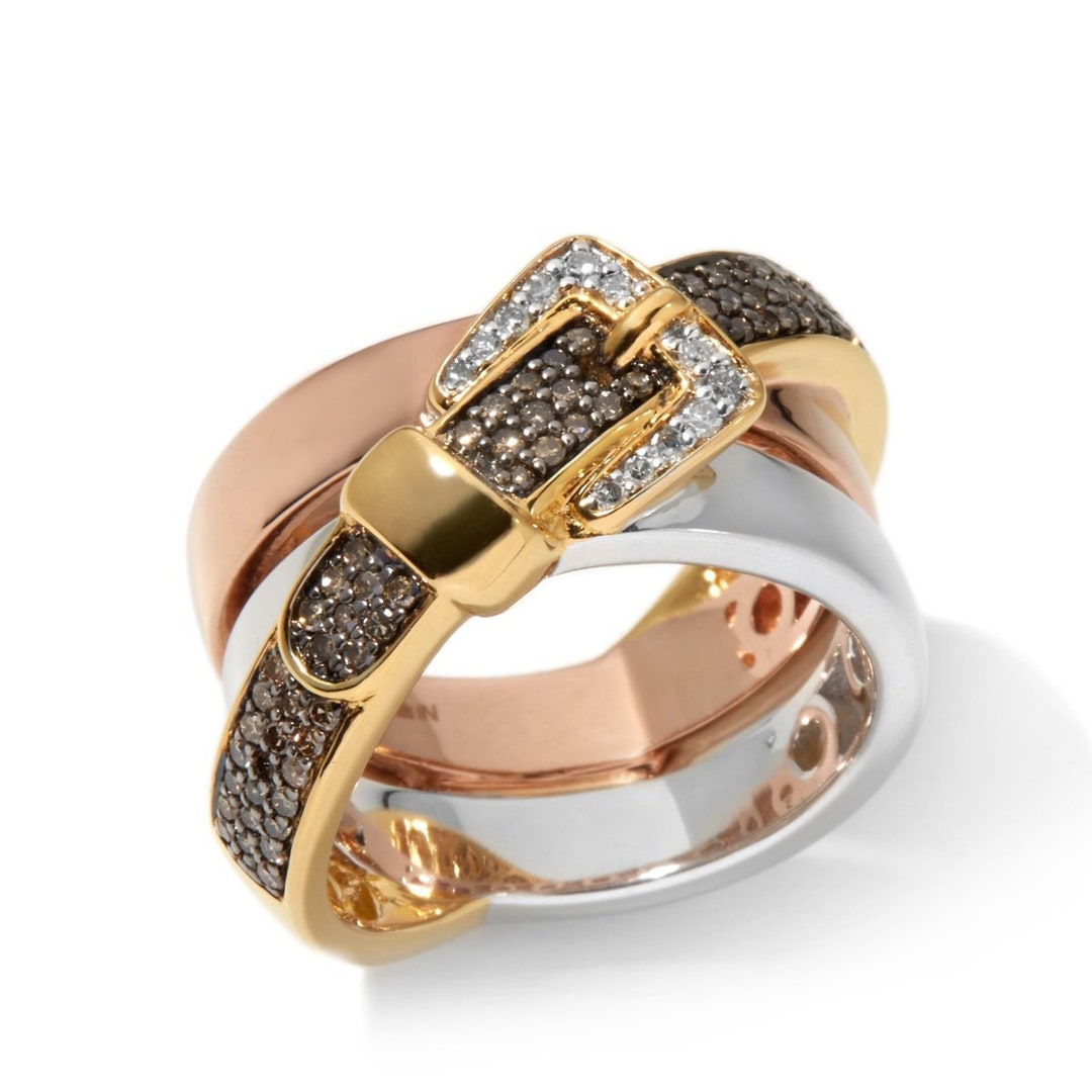 Diamond Belt Buckle Ring, 14k Gold, Tri-color - Etsy