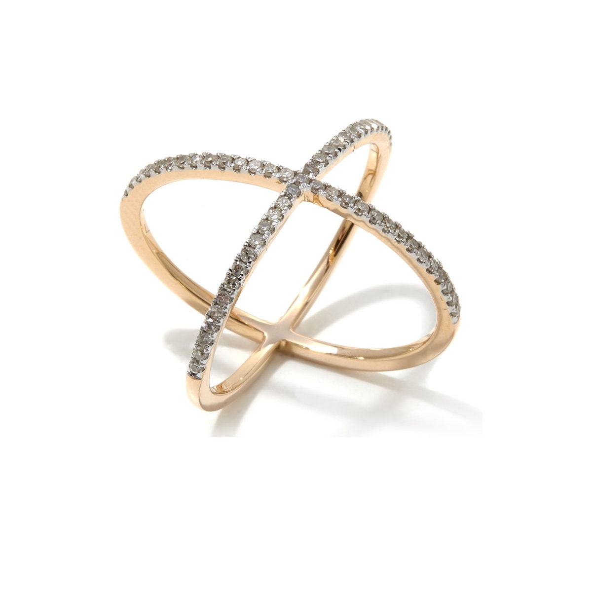 Real Diamond X Ring, Criss-cross, Multi-color Genuine Diamonds, Open ...