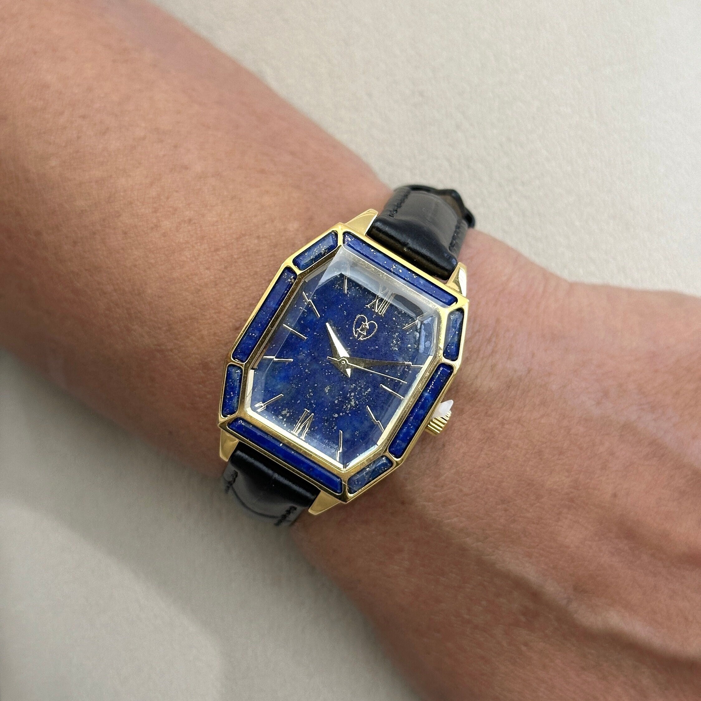 Blue Lapis Lazuli Watch - Natural Stone Watch - Blue Gemstone Dial ...