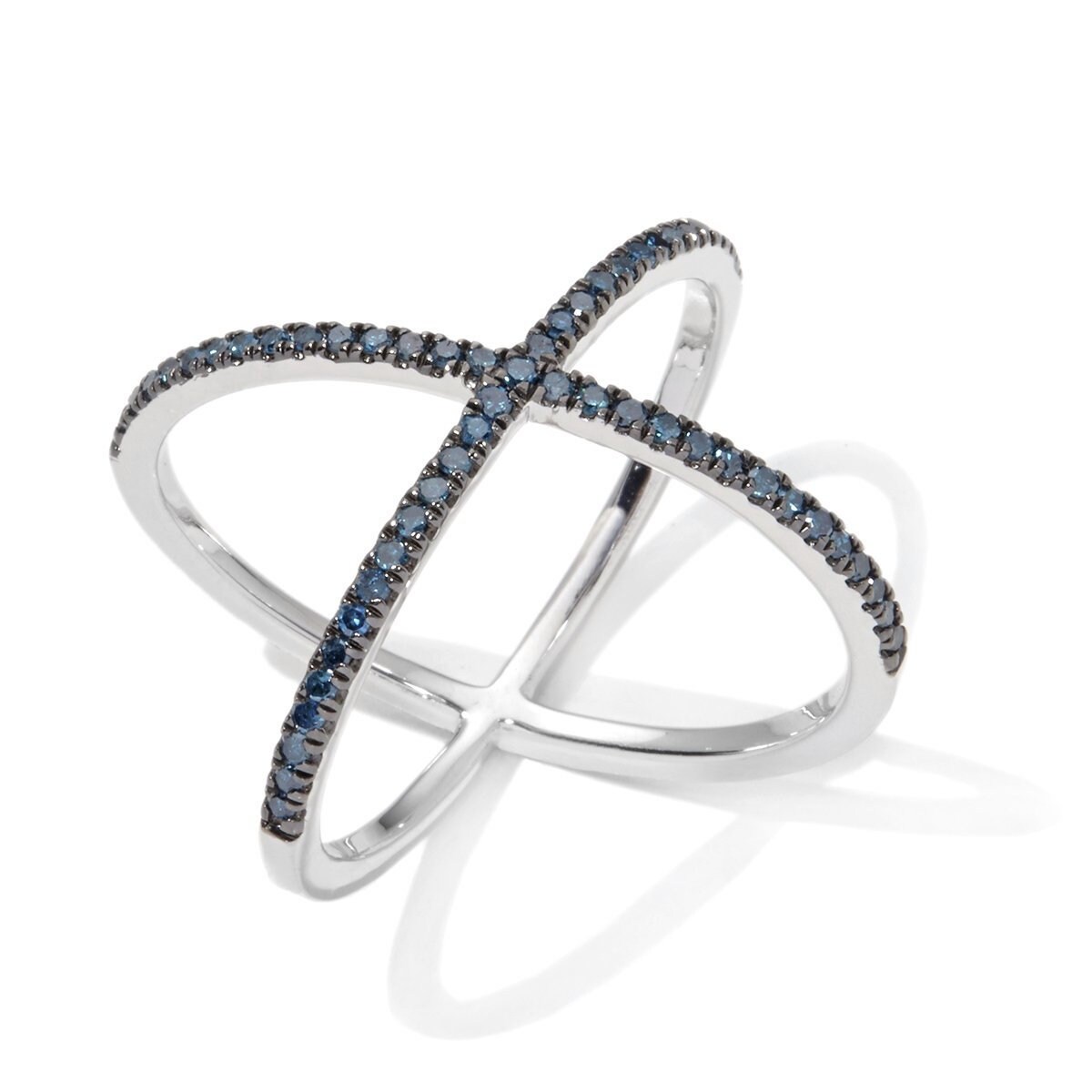 Real Diamond X Ring, Criss-cross, Multi-color Genuine Diamonds, Open ...