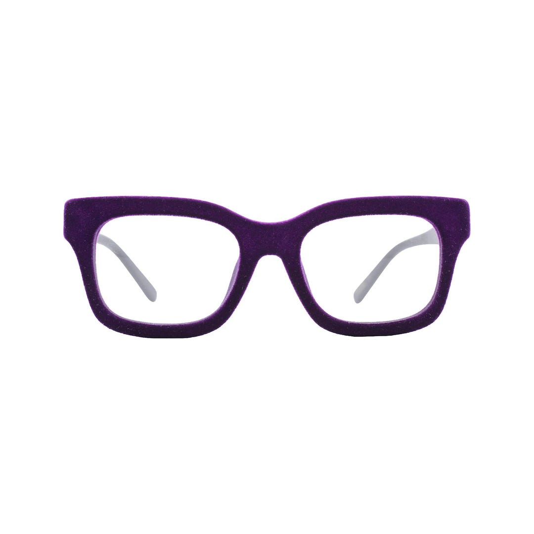 Purple Velvet-rimmed Readers, Designer Square Frame, Oversized Reading ...