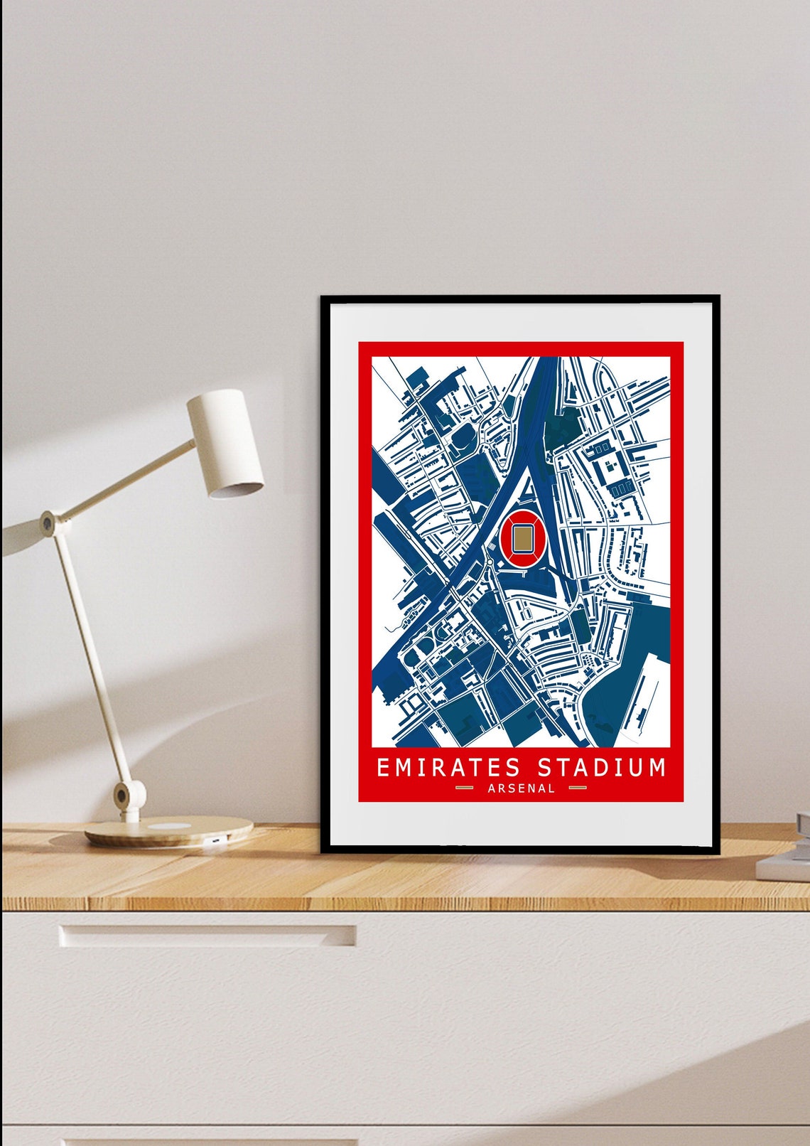 Arsenal Football Stadium Map Digital Print - Emirates Stadium (A3 or A4 ...