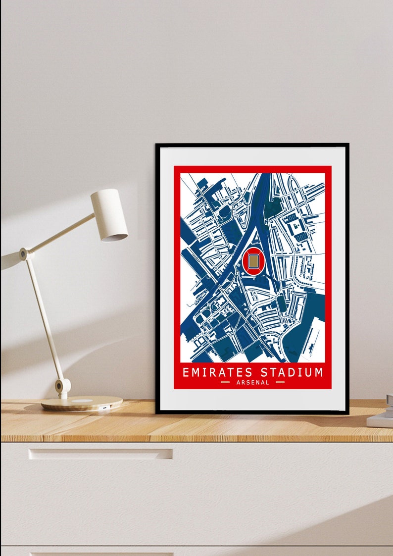 Arsenal Football Stadium Map Digital Print - Emirates Stadium (A3 or A4 ...