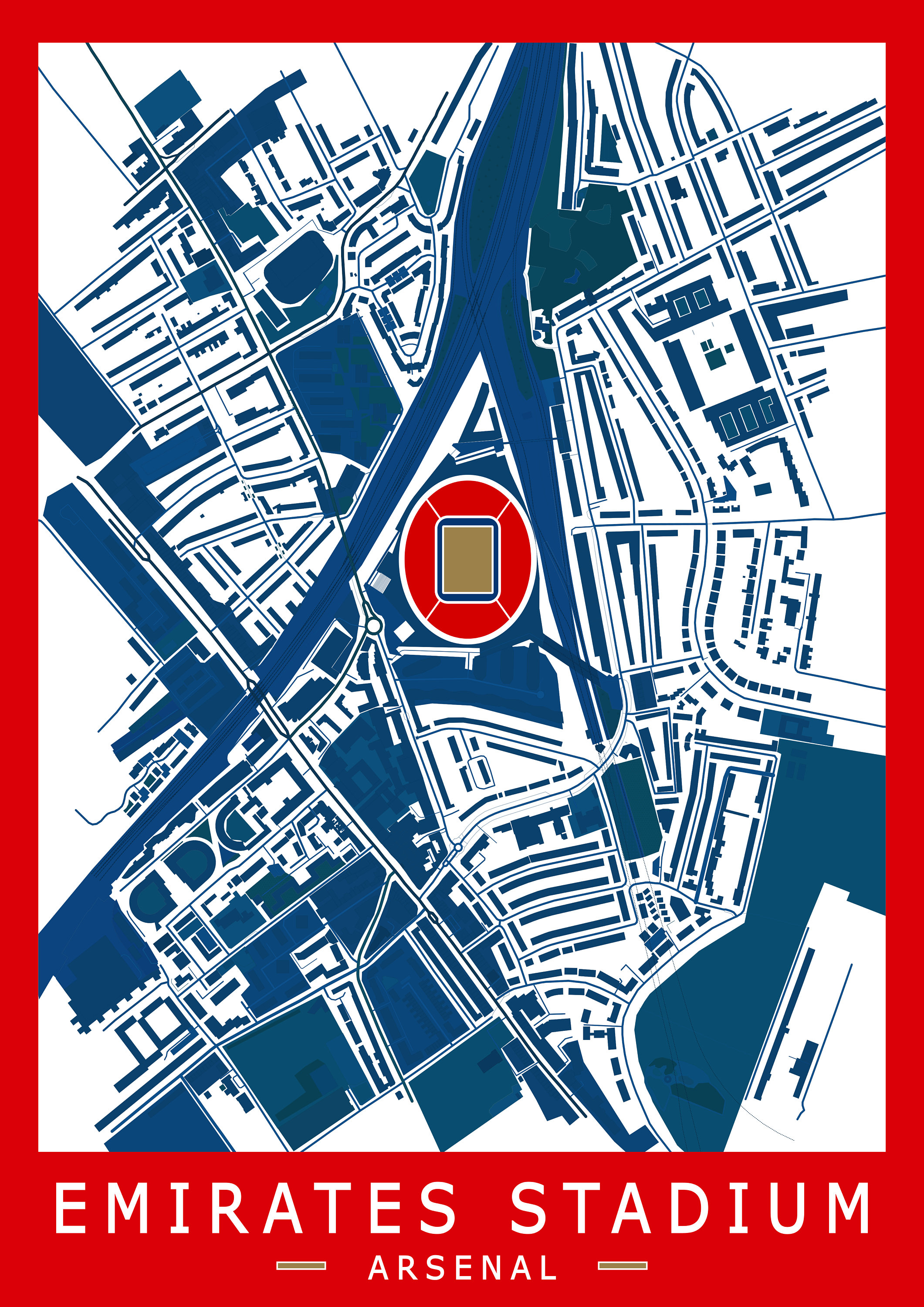 Arsenal Football Stadium Map Digital Print - Emirates Stadium (A3 or A4 ...