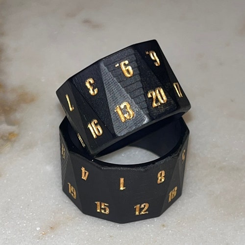 Gold Numbers Rollable D20 Twenty Sided Dice Ring - Etsy
