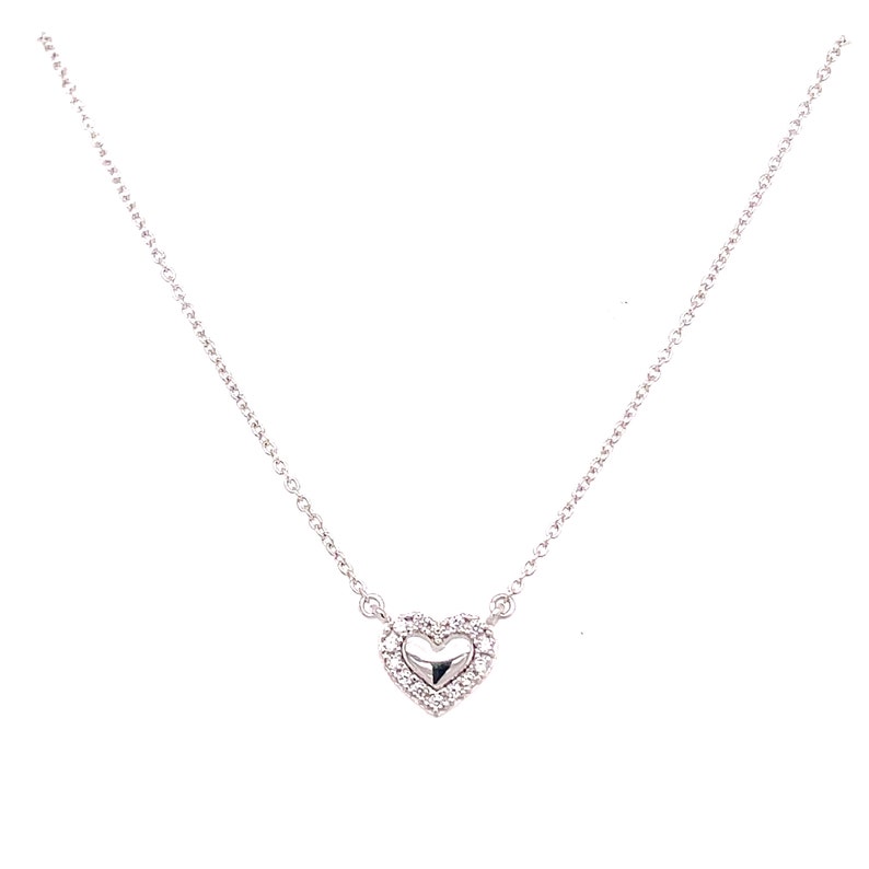 Sterling Silver Cubic Zirconia Heart Necklace - Etsy