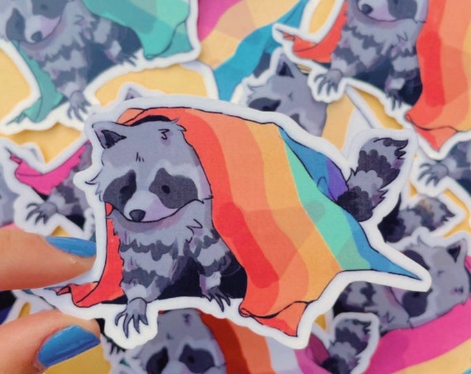 Pride Raccoon Stickers Cute Animal Stickers Water Resistant Glossy ...