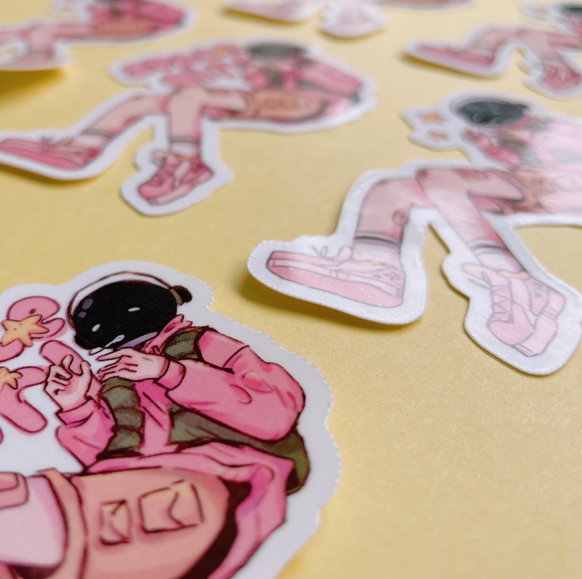 Space Girl Sticker Cute Pink Aesthetic Sticker Water - Etsy