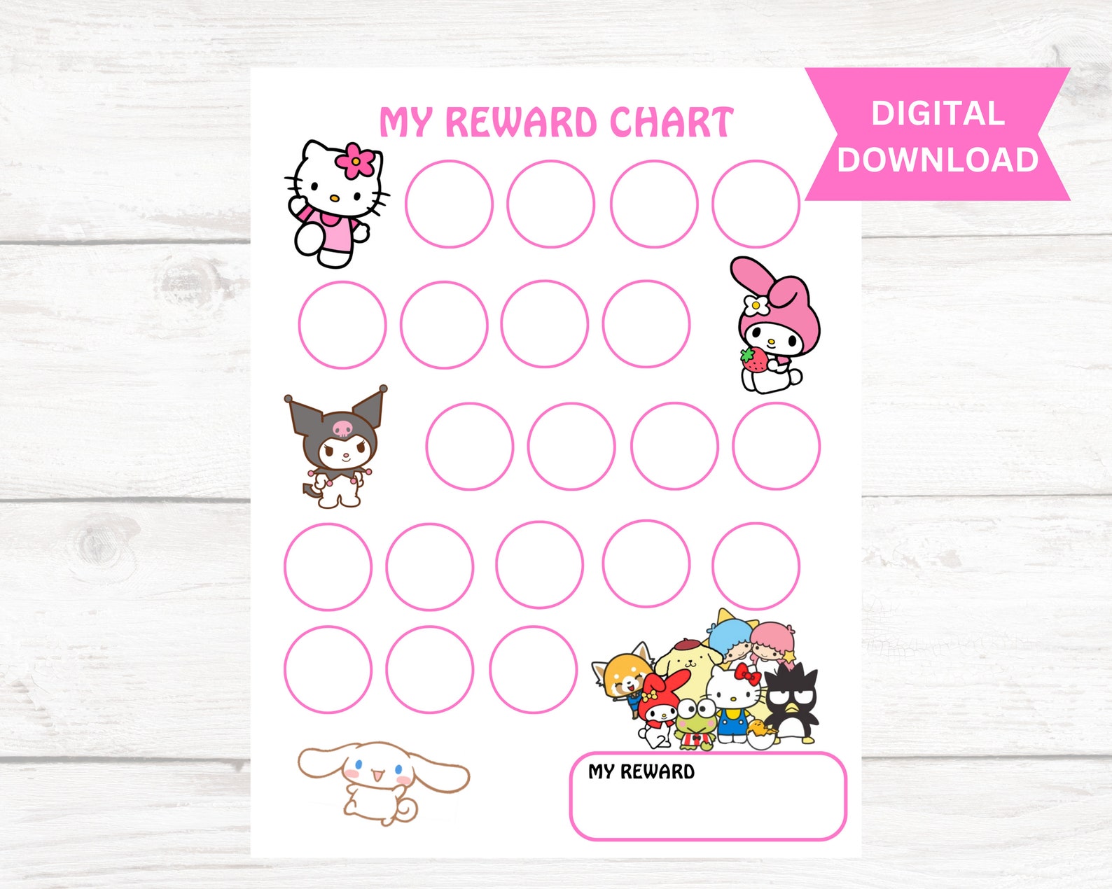 Printable Kawaii Cute Kitty Chart for Behavior Chart, Homework Chart ...
