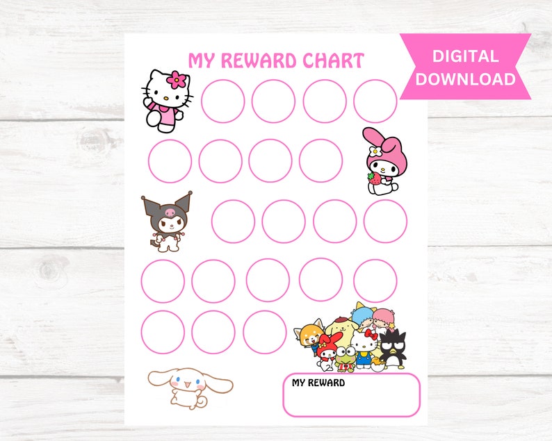 Printable Kawaii Cute Kitty Chart for Behavior Chart, Homework Chart ...