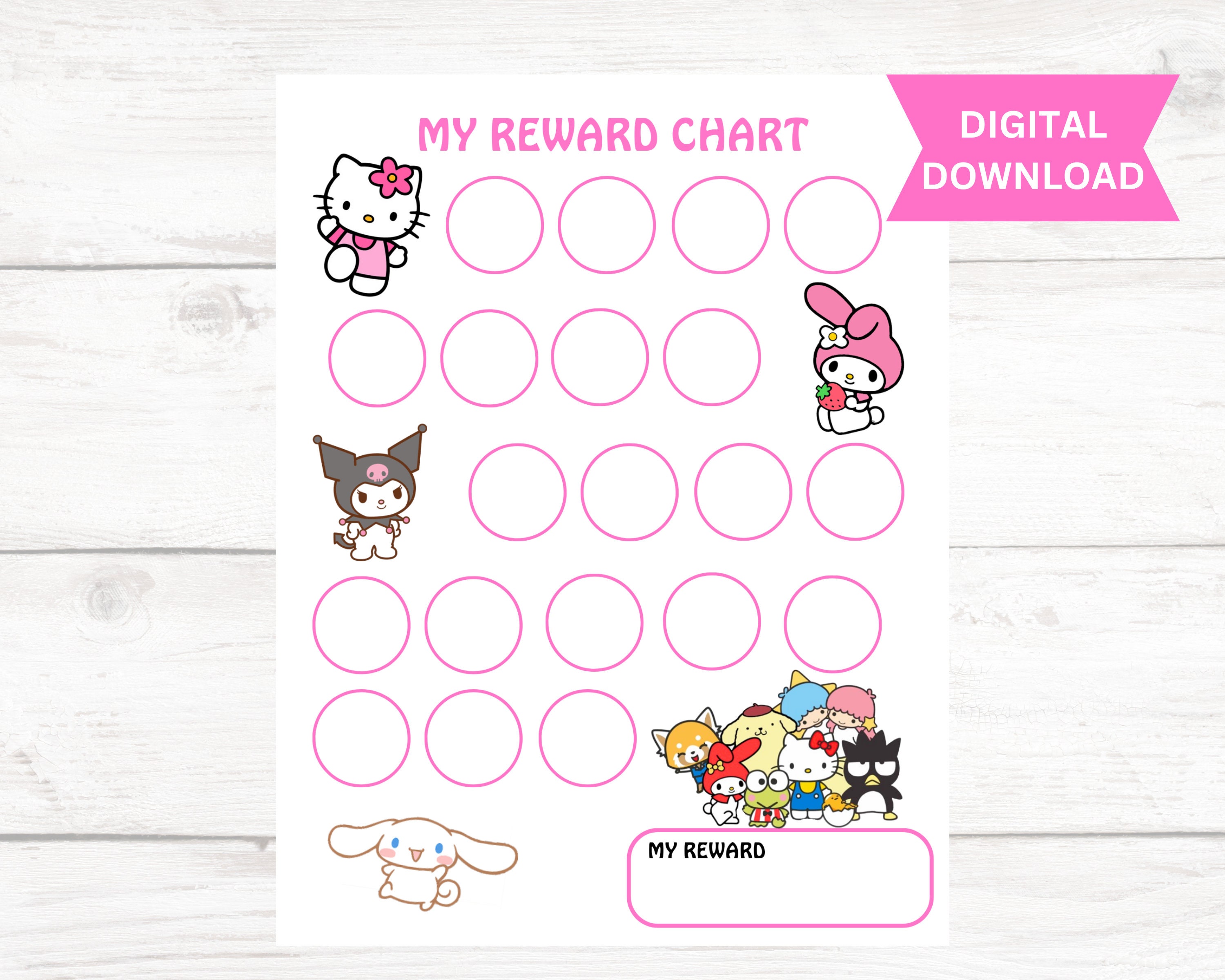 Printable Kawaii Cute Kitty Chart for Behavior Chart, Homework Chart ...
