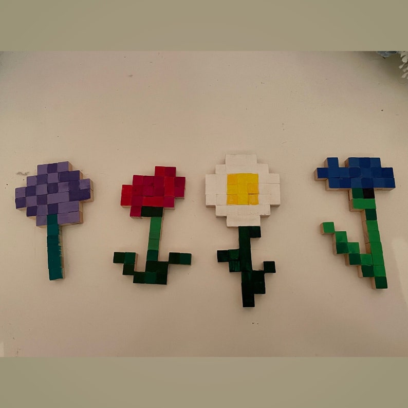 Custom Handmade Wooden Minecraft Flowers - Etsy