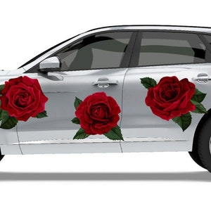 Red Rose Decals — Premium Fabric Art Car Decal, Peel & Stick Wall Mural ...