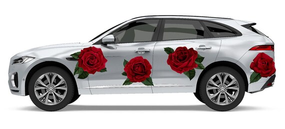Red Rose Decals Premium Fabric Art Car Decal Peel & Stick - Etsy