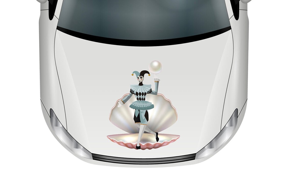 Lg Clam Shell Car Hood Decal Premium Fabric Art Car Decal - Etsy