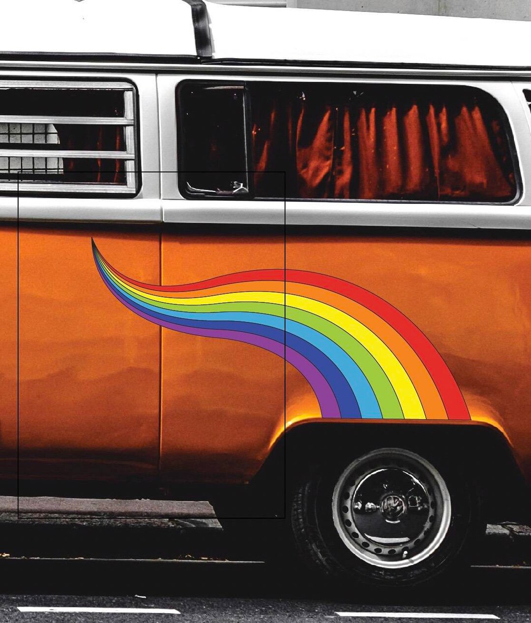 Rainbow Curve Decal — Premium Fabric Art Car Decal, Peel & Stick Wall ...